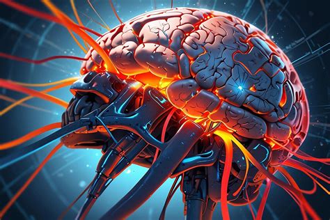 Digital Rendering Of A Human Brain Immersed In Synaptic Activity With