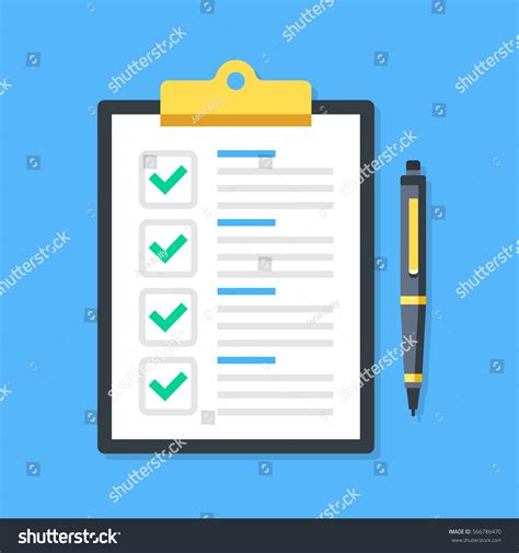 Clipboard Green Ticks Checkmarks Pen Checklist Stock Vector Royalty