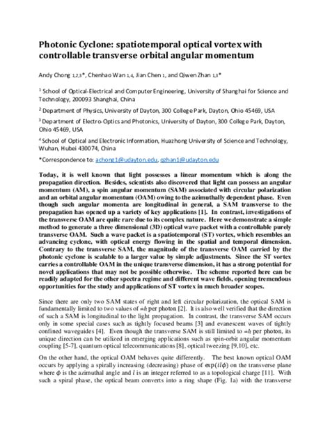 Pdf Generation Of Spatiotemporal Optical Vortices With Controllable