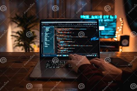 A Software Developer Coding On A Laptop For A Platform That Connects