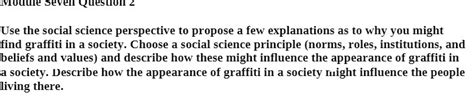Solved Module Seven Question 2 Use The Social Science Perspective To