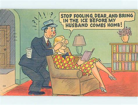 Linen Comic Husband Plays Peekaboo And Finds Wife Has Been Cheating
