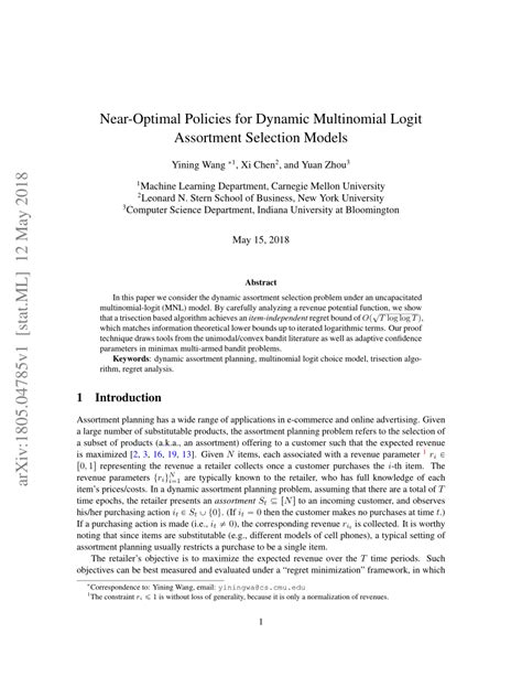 pdf near optimal policies for dynamic multinomial logit assortment