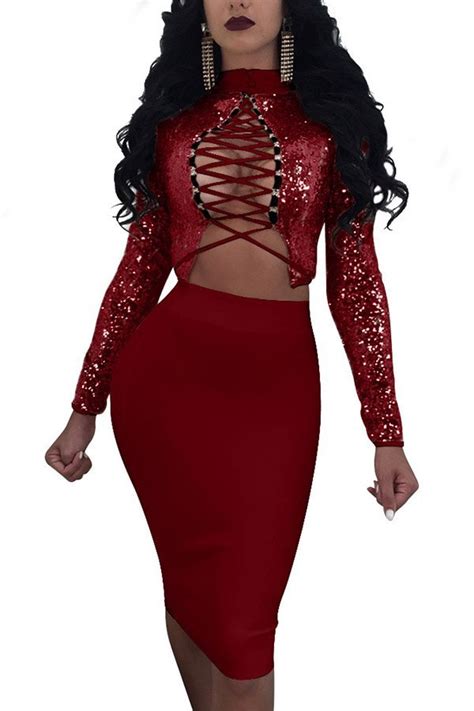 Hualong Sexy Club Party Lace Up Sequin Dresses Short Online Store For