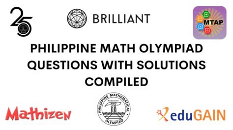 Philippine Math Olympiad Questions With Solutions Compiled All For Turntables