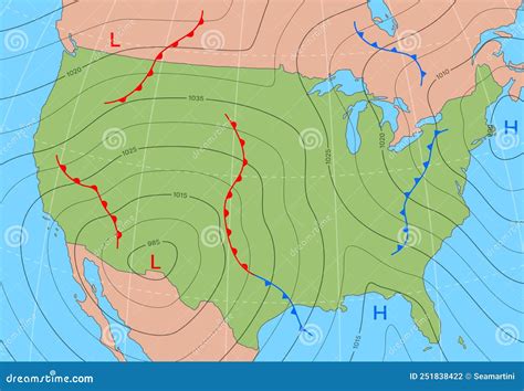 Forecast Weather Isobar Map Of Usa States Winds Stock Vector Illustration Of Isotherm