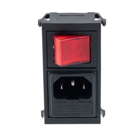 Vertical Power Entry Module Single Fused C14 Inlet Double Contact Illuminated Red Switch 72 3 Mm