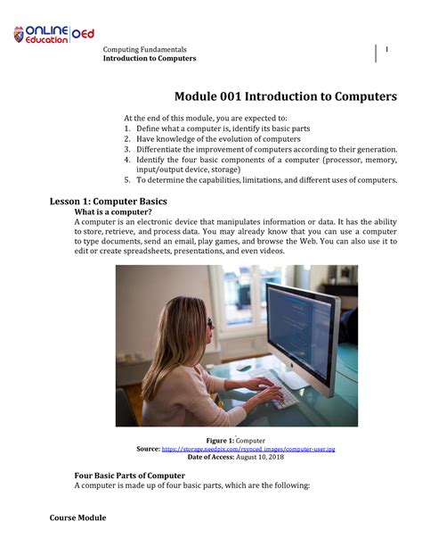 lesson 1 introduction to computer introduction to computers course module module 001
