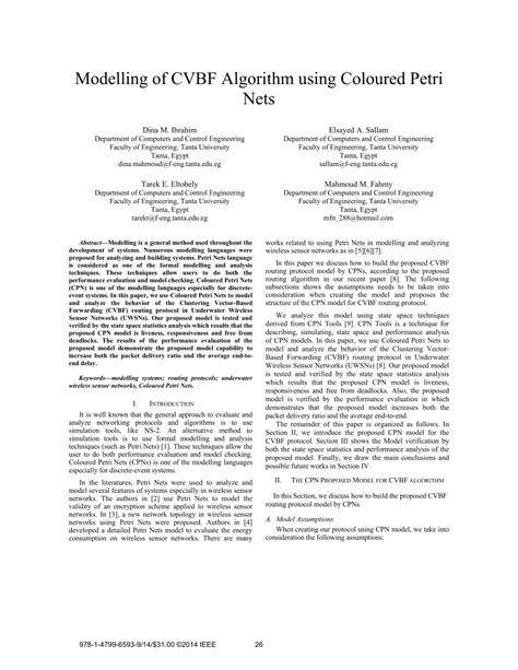 PDF Modelling Of CVBF Algorithm Using Coloured Petri Nets