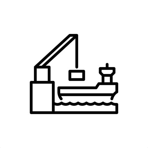 Container Loading Outline Icon Ship Loading Black Line Illustration