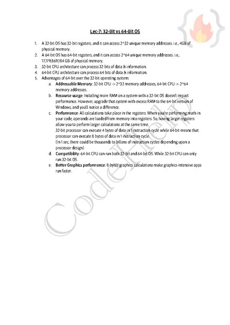 Lec 7notes 32 Bit Vs 64 Bit Os Asked In Interviews Lec 7 32 Bit Vs