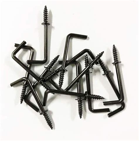 Idealsv Black 1 1 4 Inch 1 Shape Screw Hooks L Shape Hooks Vintage