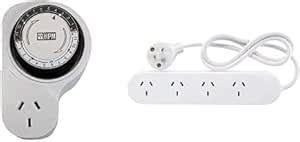 HPM Hr Analog Timer With Offset Double Pole Standard Outlet Powerboard White Amazon Com