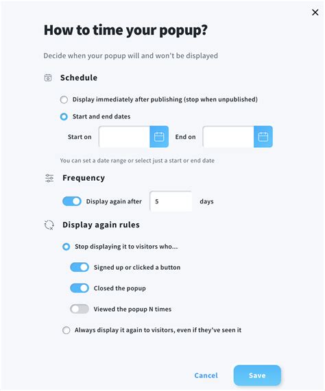 How To Manage The Popup Display Frequency