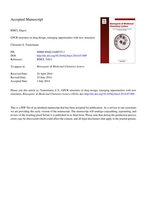 Pdf Gpcr Structures In Drug Design Emerging Opportunities With New