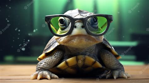 Premium Ai Image A Turtle Wearing Glasses