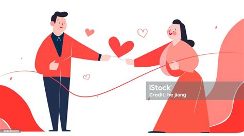 현대 간단한 스타일 발렌타인 데이 남자와 여자 데이트 일러스트 2명에 대한 스톡 벡터 아트 및 기타 이미지 2명 감정