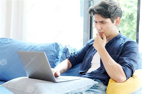 Stress Man Struggle With Laptop Computer Frustrated Male At Home