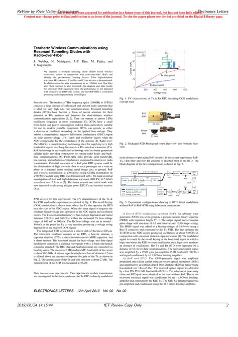 Pdf Terahertz Wireless Communications Using Resonant Tunneling Diodes