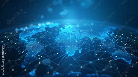 Abstract Digital World Map Concept Of Global Network And Connectivity Artificial General