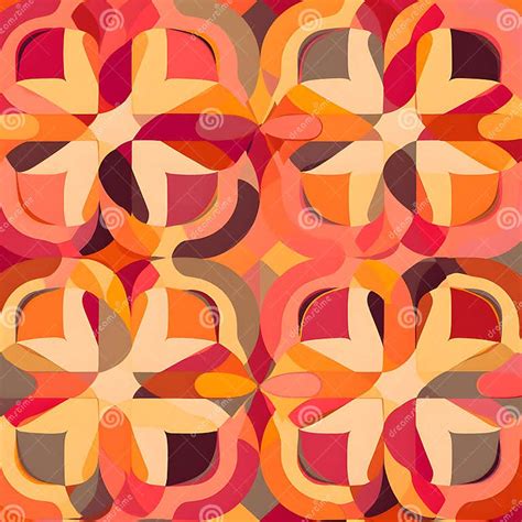 Colorful Geometric Pattern Of Interlocking Shapes In Shad One Generative Ai Stock Illustration