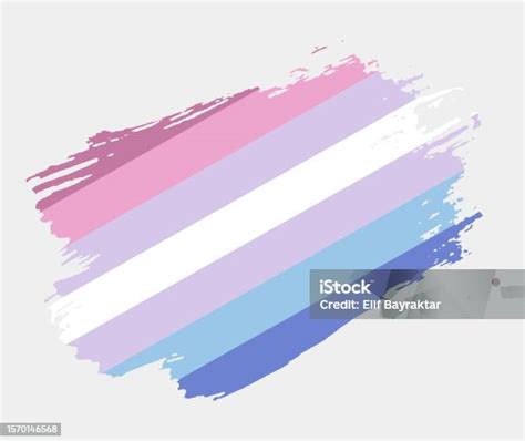 바이젠더 깃발은 흰색 바탕에 붓으로 그렸다 Lgbt 권리 개념입니다 현대 자부심 퍼레이드 포스터 벡터 그림 0명에 대한 스톡