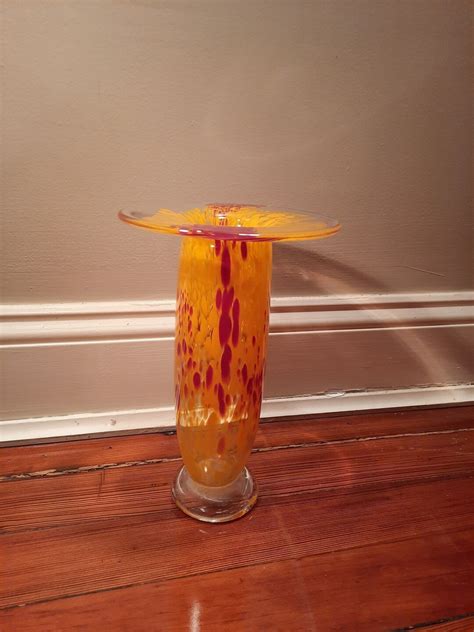 Vintage 1996 Rubi Glass Hand Blown Splattered Art Glass Vase Etsy