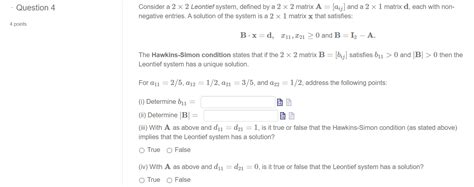 Solved Consider A 2×2 Leontief System Defined By A 2×2