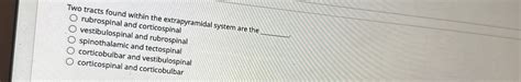 Solved Two Tracts Found Within The Extrapyramidal System Are