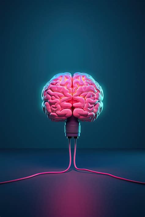 Human Brain Plugged Via Cable Artificial Intelligence And Technology
