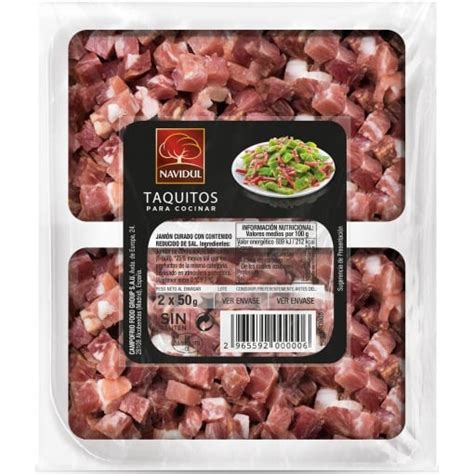 Jamón curado en taquitos Navidul sin gluten pack de 2 unidades de 60 g