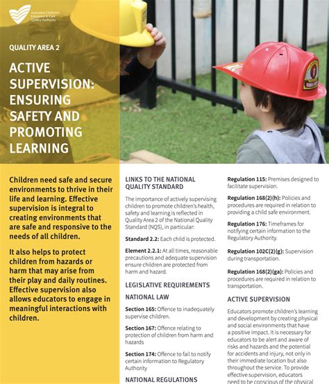 Acecqa Information Sheet Qa2 Active Supervision Ensuring Safety And Promoting Learning