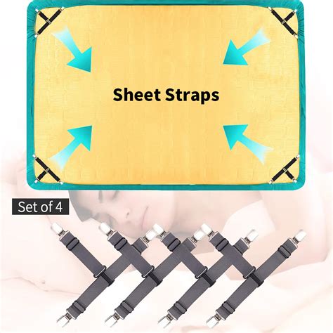 Qcwqmyl King Size Bed Sheet Holder With Elastic Fitted Straps Secure Holding Accessories Grey