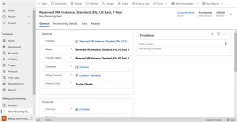 non recurring billing contracts for non recurring items in work 365