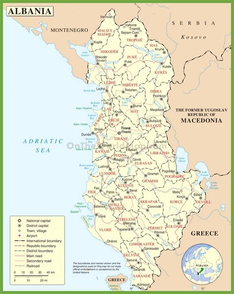 Administrative Map Of Albania With Districts