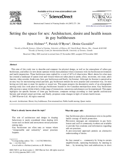 Pdf Setting The Space For Sex Architecture Desire And Health Issues