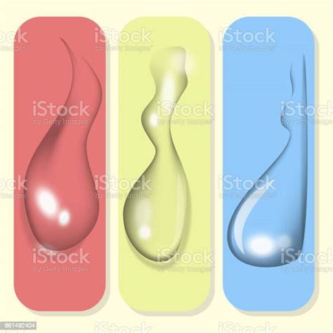 현실적인 물 드랍 스 액체 투명 한 빗방울 스플래쉬 벡터 일러스트 레이 션 3차원 형태에 대한 스톡 벡터 아트 및 기타 이미지