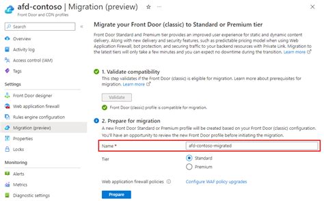 Azure Front Door클래식를 표준 또는 프리미엄 계층으로 마이그레이션 Microsoft Learn