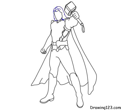 Langkah 8 Mari Menggambar Wajah Thor