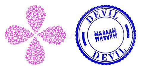 Devil Scratched Seal Stamp And Devil Female Symbol Curl Flower Cluster