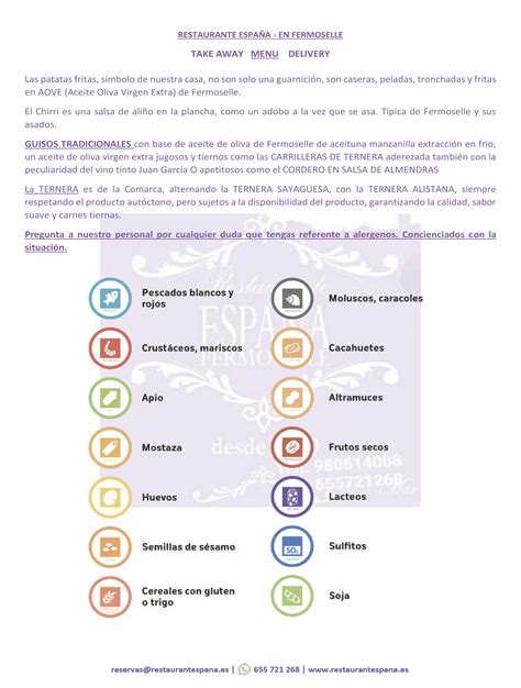 Carta Menu Restaurante España En Fermoselle