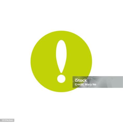 녹색 원에 흰색 느낌표 경고 아이콘입니다 흰색으로 분리됩니다 주의 플랫 픽토그램 경계 표지에 대한 스톡 벡터 아트 및 기타 이미지 경계 표지 느낌표 문제 Istock