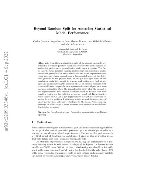 Pdf Beyond Random Split For Assessing Statistical Model Performance