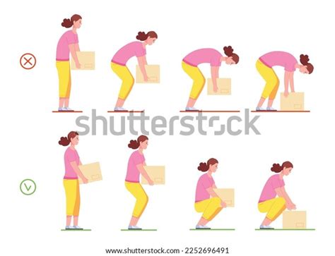 Woman Lifting Box Correct Incorrect Handling Stock Vector Royalty Free 2252696491 Shutterstock