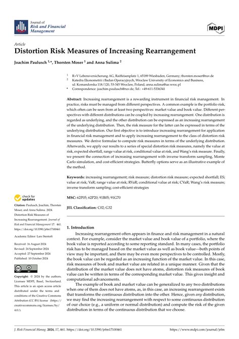 Pdf Distortion Risk Measures Of Increasing Rearrangement