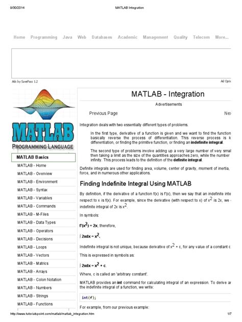 Matlab Integration Pdf Matlab Integral