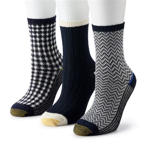 Womens Goldtoe® 3 Pack Houndstooth Crew Socks