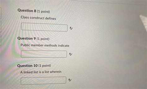 Solved Class Construct Defines Question 9 1 Point Public