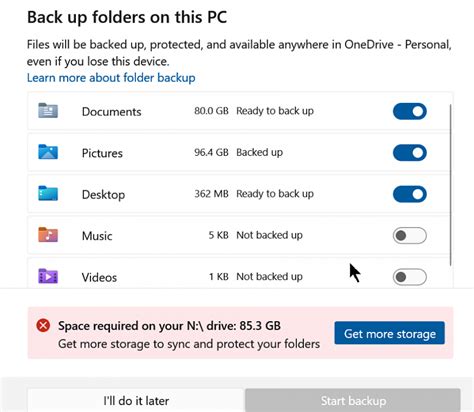 Unexpected OneDrive Behavior Backup Warnings Windows 10 Forums