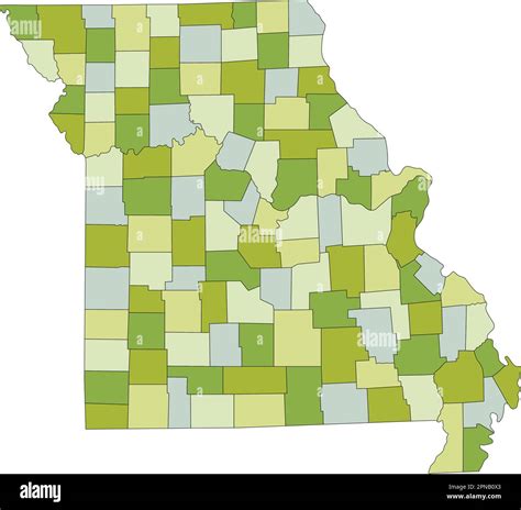 Highly Detailed Editable Political Map With Separated Layers Missouri